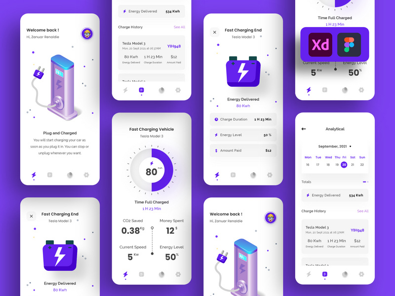 Electric Vehicles Charging App Design by Infinity_Labs ~ EpicPxls