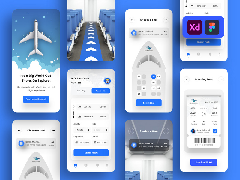 Flight Booking Ticket App Design by Infinity_Labs ~ EpicPxls