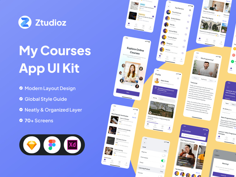 My Courses - Online Courses App UI Kit by Ztudioz Team ~ EpicPxls