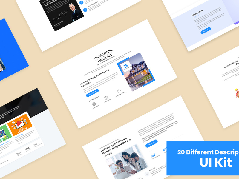 20 Descriptions Blocks Design for Web-UI Kit by 3djagan ~ EpicPxls