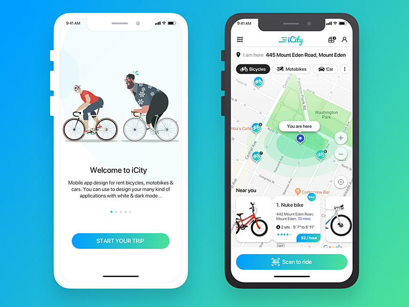 iCity - Rent bikes Mobile App by Henry Pham ~ EpicPxls