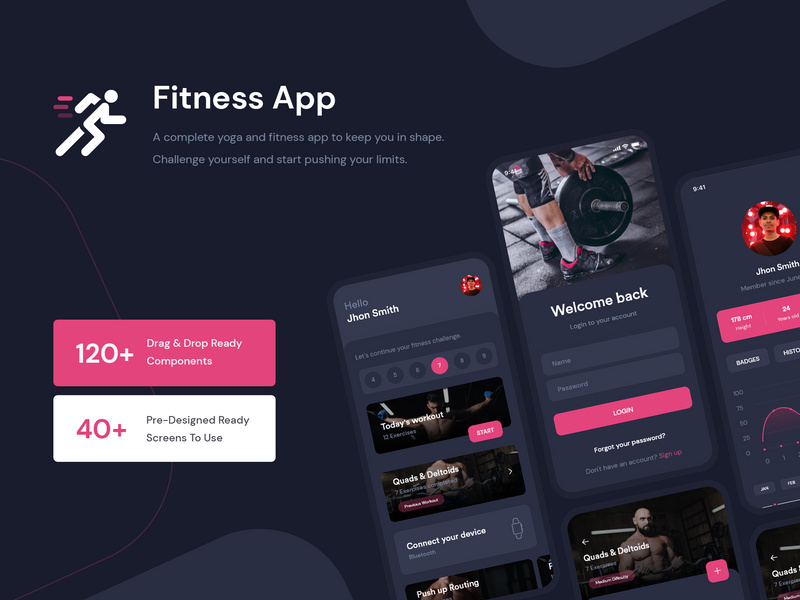 Fitness Workout App UI Kit by Sabbir Ahmed ~ EpicPxls