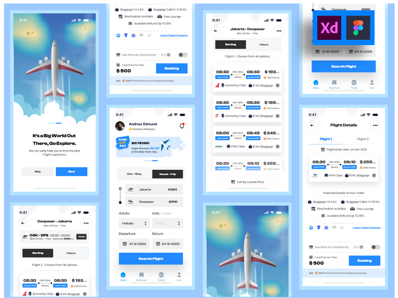Flight Booking Ticket App Design by Infinity_Labs ~ EpicPxls