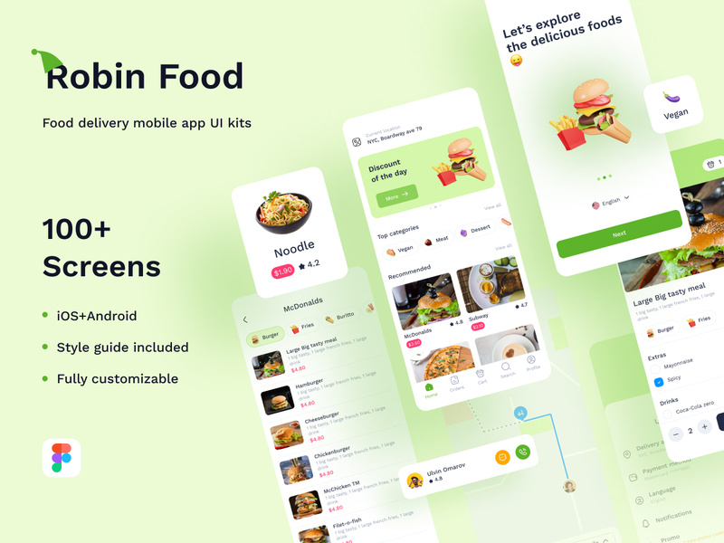 Robin Food - Food Delivery Mobile UI Kits by Ulvin Omarov ~ EpicPxls