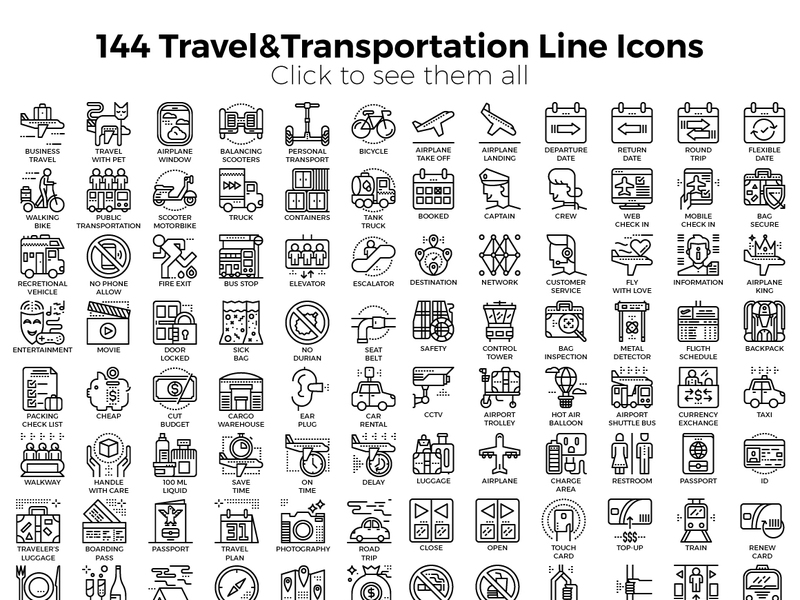 Travel & Transportation Icon Pack by Becris ~ EpicPxls