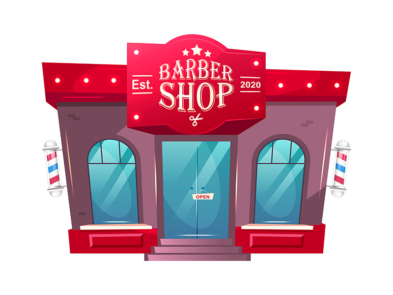 Barber shop front cartoon vector illustration by The Img ~ EpicPxls