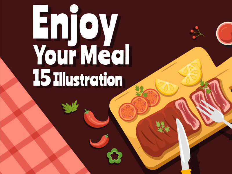 15 Enjoy Your Meal Vector Illustration by denayuneep ~ EpicPxls