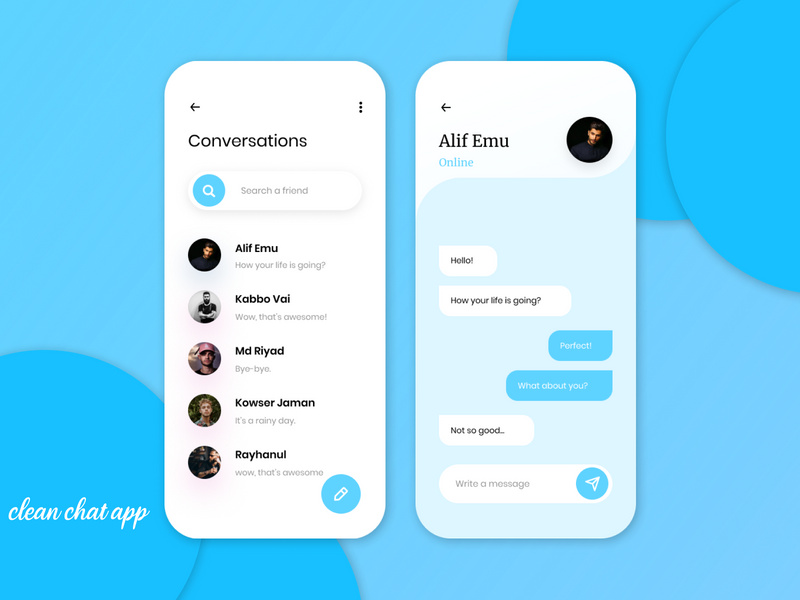 Clean Chat App UI by Alif Emu ~ EpicPxls