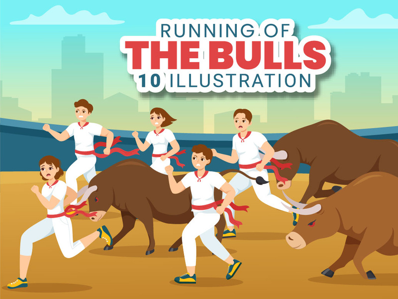 10 Running of the Bulls Illustration by denayuneep ~ EpicPxls