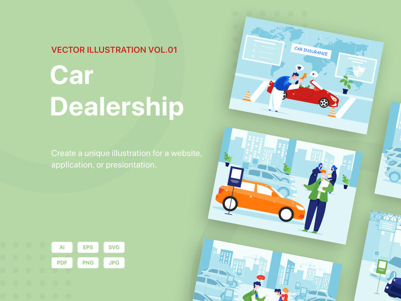 Car Dealership Vector Illustration_Pack 01 by Freeslab88 ~ EpicPxls