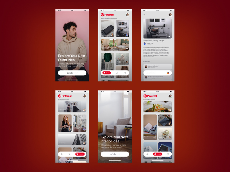 Pinterest Redesign UI Kit for Figma - 6 Screens for a Fresh ~ EpicPxls
