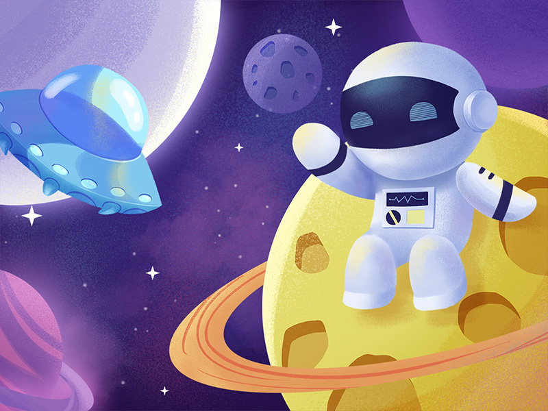 Purple Brilliant Planet Robot Universe Exploration With Map ~ EpicPxls