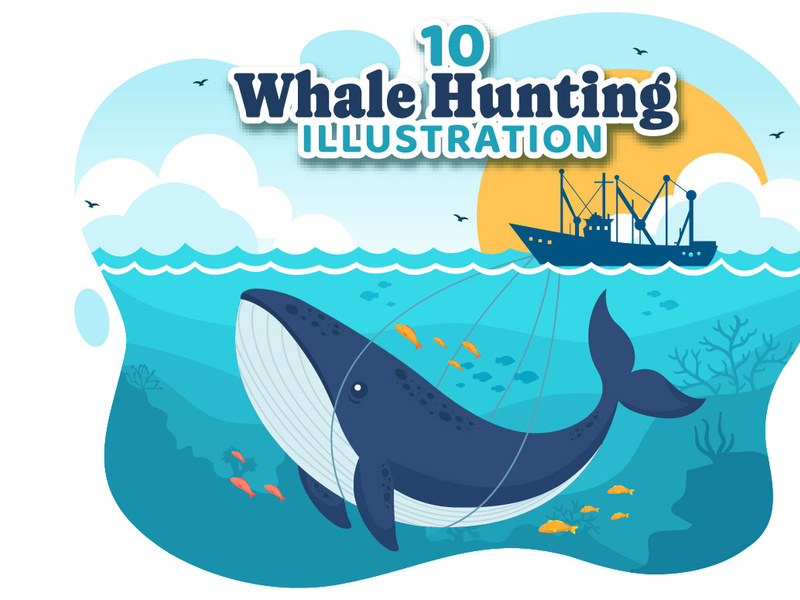 10 Whale Hunting Illustration by denayuneep ~ EpicPxls