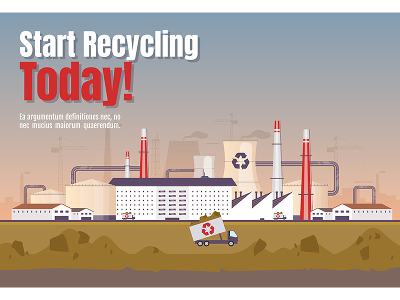 Start recycling today banner flat vector template by The ~ EpicPxls