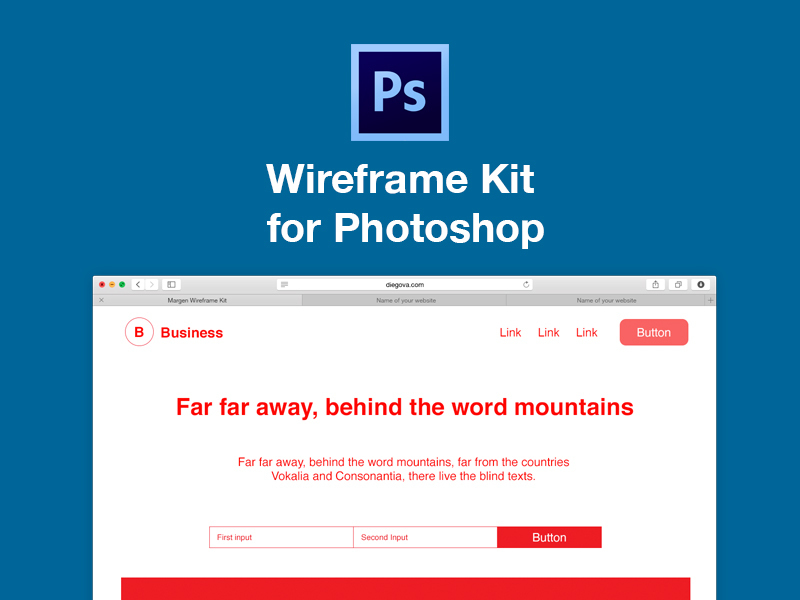 Wireframe kit for Adobe Photoshop by Diego Valencia ~ EpicPxls