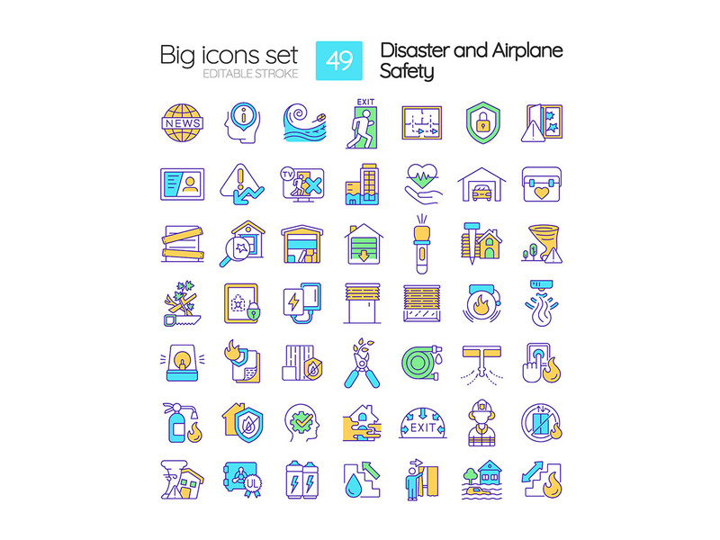 Disaster and airplane safety RGB color icons set by bsd ~ EpicPxls