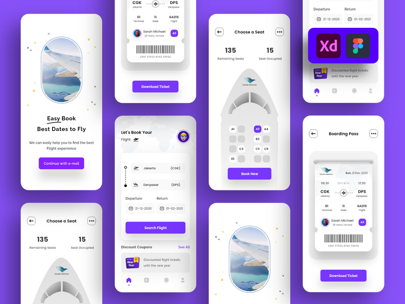 Flight Booking Ticket App Design by Infinity_Labs ~ EpicPxls