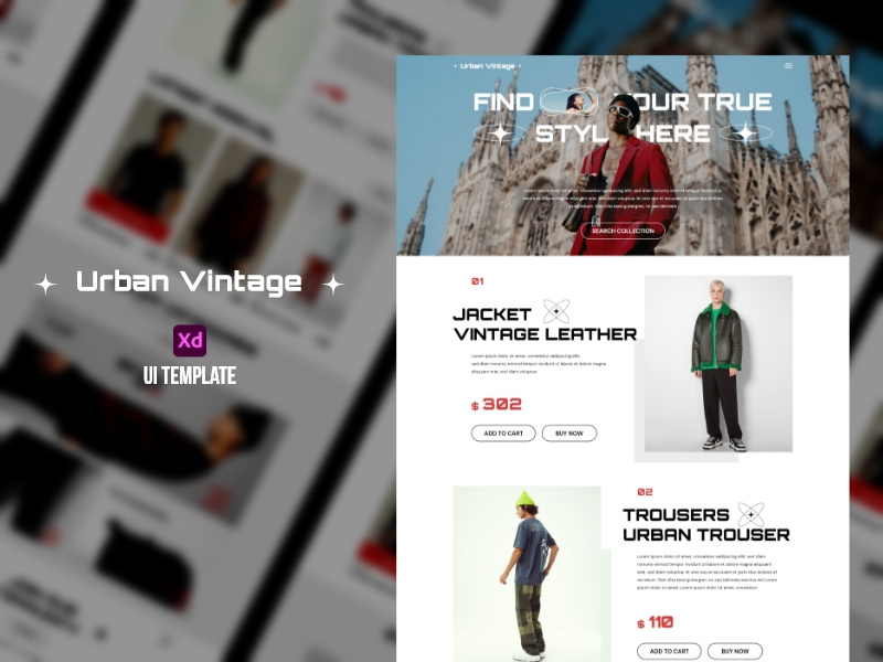 Urban Vintage UI Template - UI Adobe XD by Charlestsmith888 ~ EpicPxls
