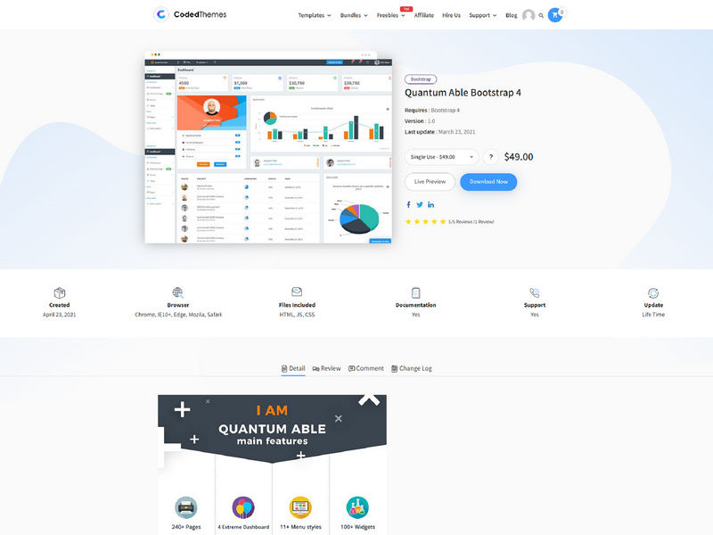 Quantum Able Bootstrap 4 Admin Template by Codedthemes ~ EpicPxls
