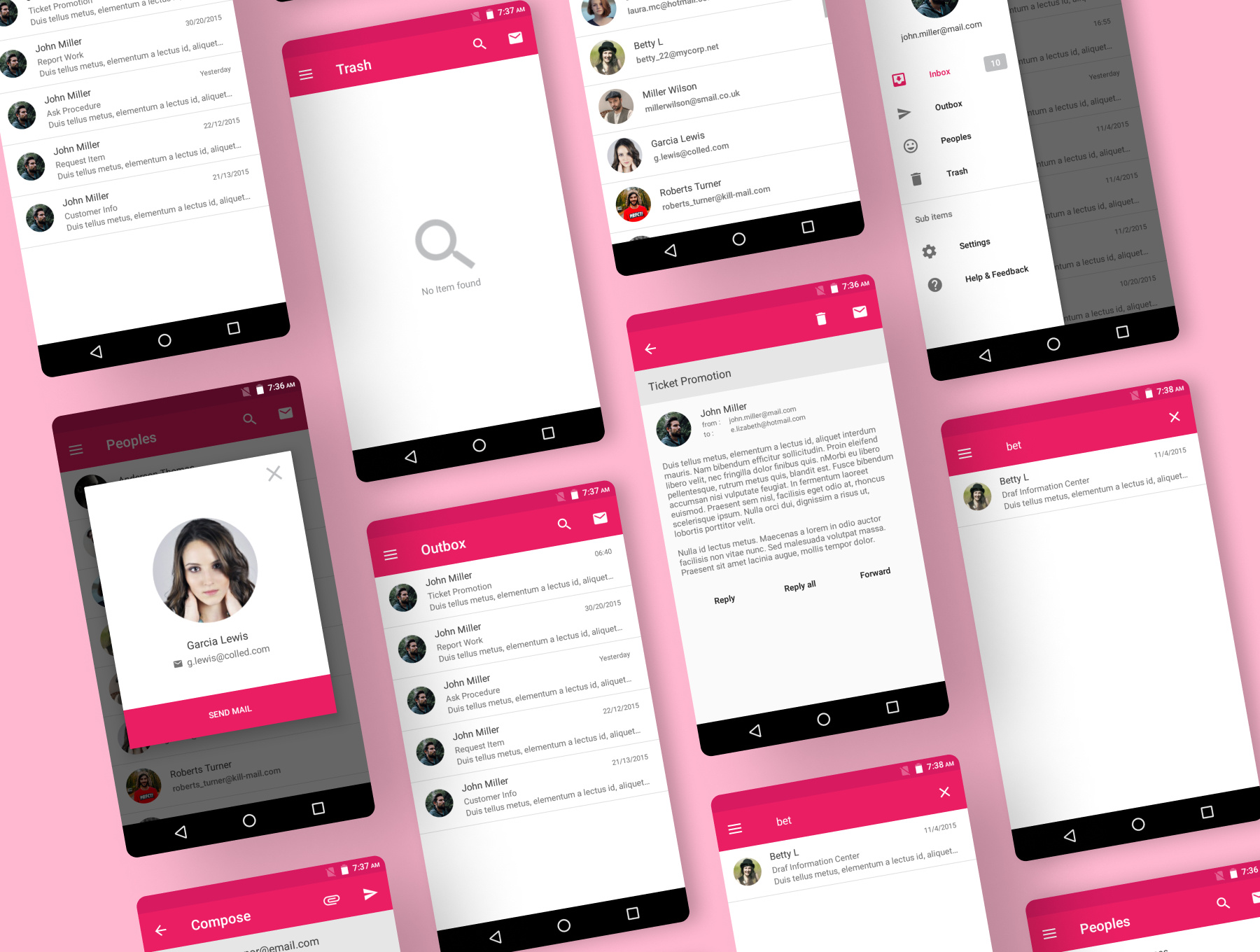 邮箱应用 - Android UI模板(Mailbox App - Android UI Template) - ui老爸_优质的ui模板和素材下载站