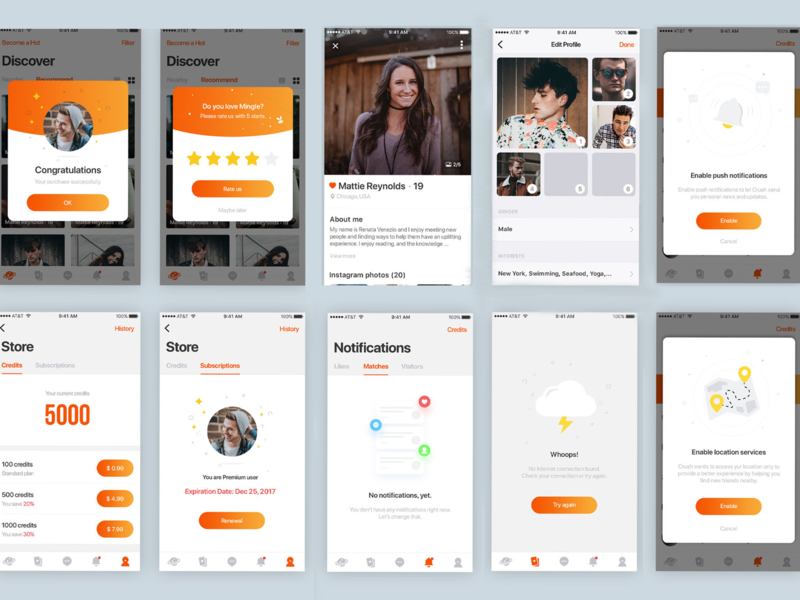 Mingle Dating UI Kit by Freeslab88 ~ EpicPxls