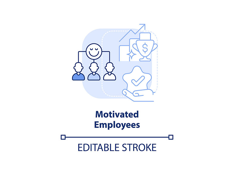 Motivated employees light blue concept icon by bsd studio ~ EpicPxls