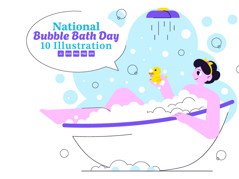 10 National Bubble Bath Day Illustration by denayuneep ~ EpicPxls