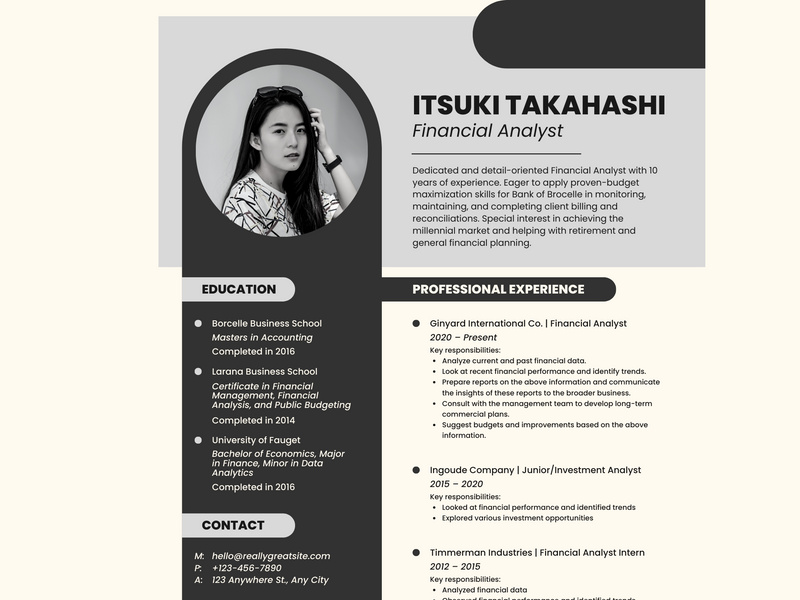 Gray Simple Profile Resume Template by Muhammad Faiq ~ EpicPxls