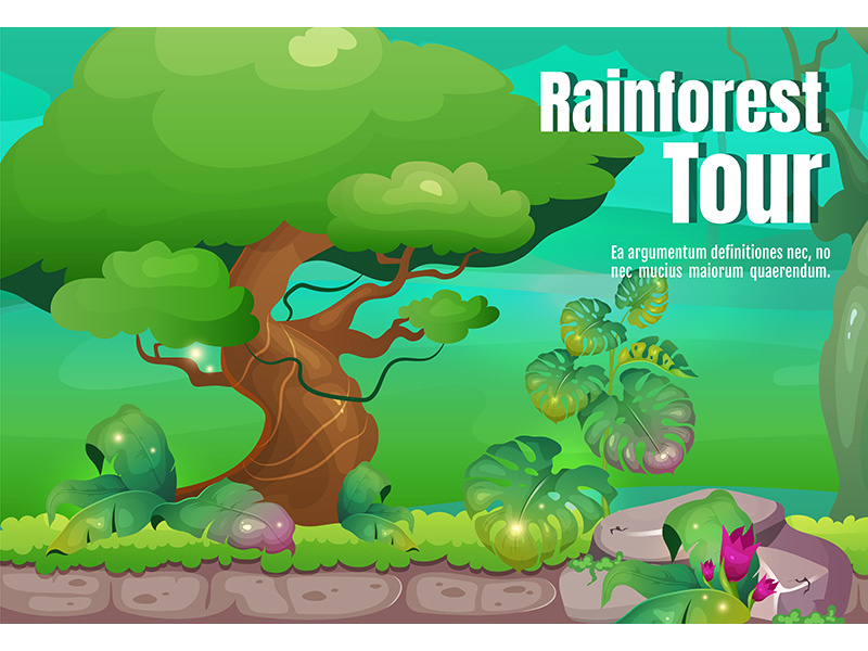 Rainforest tour poster flat vector template by IMG visuals ~ EpicPxls
