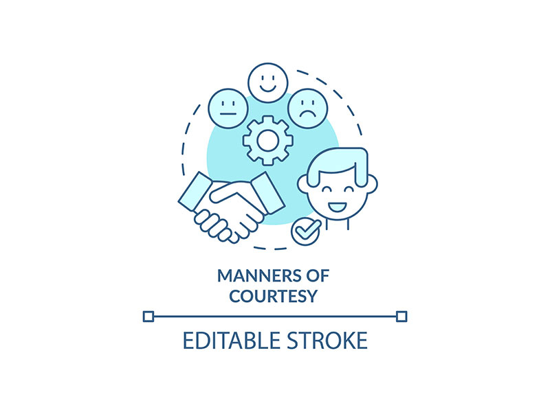 Manners of courtesy turquoise concept icon by bsd studio ~ EpicPxls