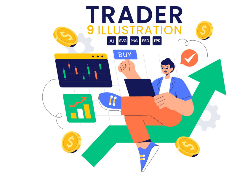 9 Financial Trader Illustration by denayuneep ~ EpicPxls