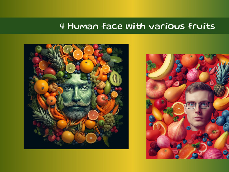 An illustration of the human face with various fruits by ~ EpicPxls