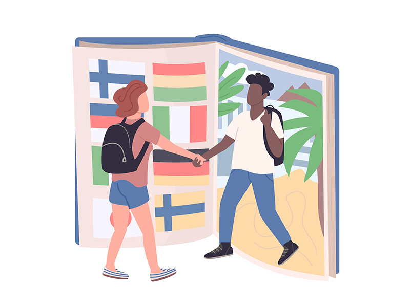 Student exchange program flat concept vector illustration ~ EpicPxls