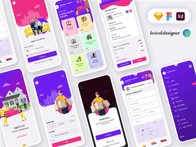 Packers and Movers Mobile App UI Kit by Kvivekdesigner ~ EpicPxls