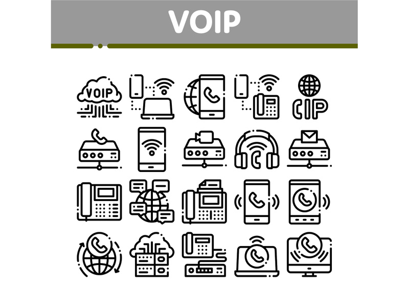 Voip Calling System Collection Icons Set Vector by ~ EpicPxls