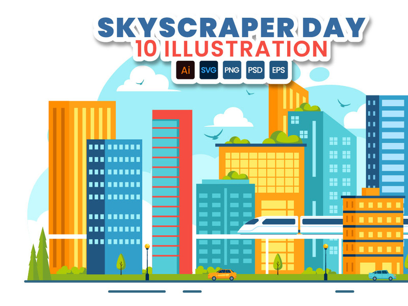 10 Skyscraper Day Illustration by denayuneep ~ EpicPxls