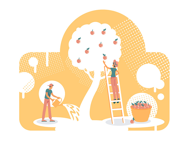 Growing own apple tree flat concept vector illustration by ~ EpicPxls