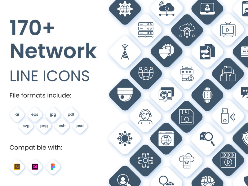 170+ Set of Network Icons Pack by Vectorslab ~ EpicPxls