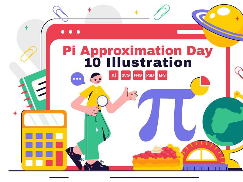 10 Pi Approximation Day Illustration by denayuneep ~ EpicPxls