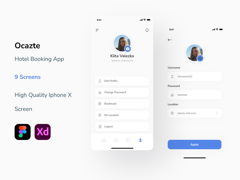 User Profile Setting Screen Hotel Booking App by Rizeu ~ EpicPxls