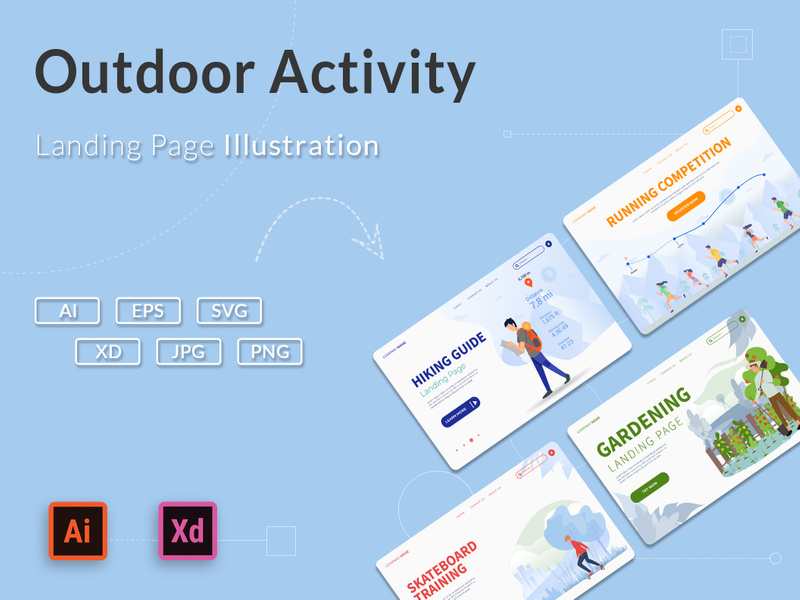 [Vol. 10] Outdoor Activity - Landing Page Illustration by ~ EpicPxls