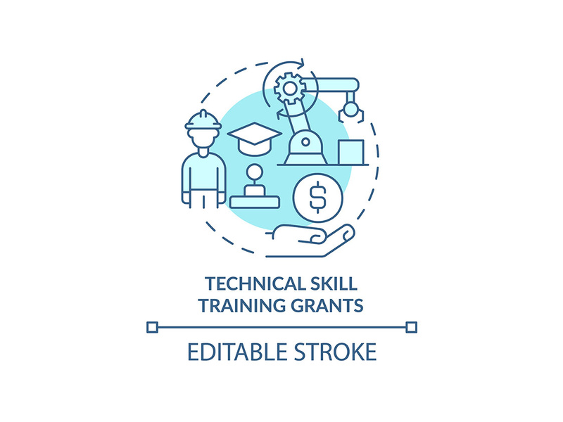 Technical skill training grants turquoise concept icon by ~ EpicPxls