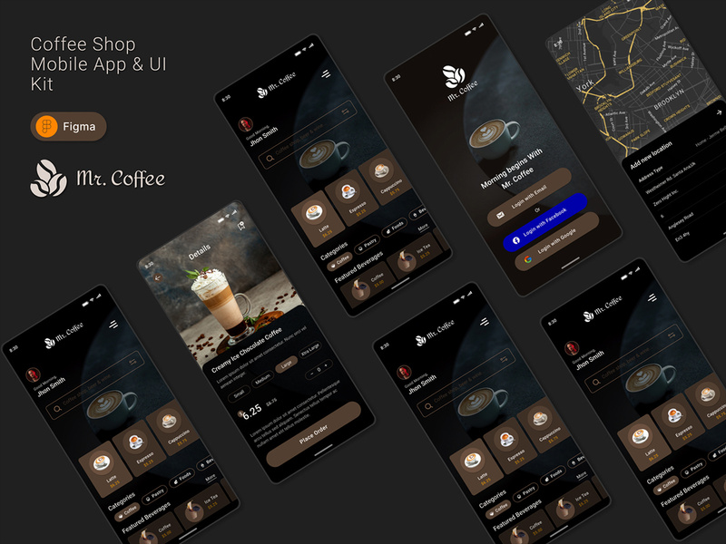 Mr. Coffee - Online Coffee Shop App | Figma UI Kit by ~ EpicPxls