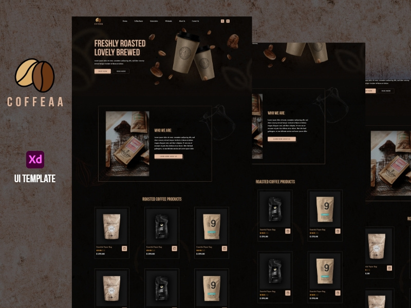 Coffeaa UI Template - UI Adobe XD by Charlestsmith888 ~ EpicPxls