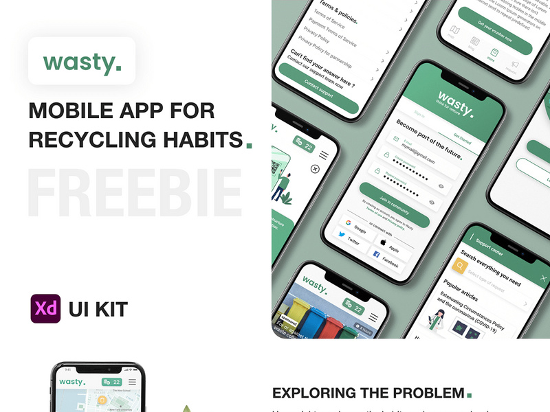 Wasty Mobile App UI KIT - XD by Kristiyan Monchev ~ EpicPxls