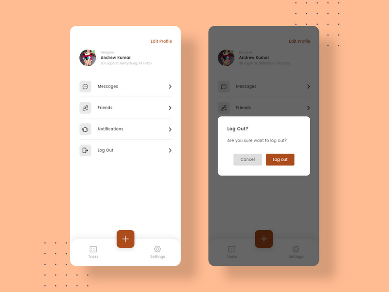 My profile and Logout action screens by TuyenHT ~ EpicPxls