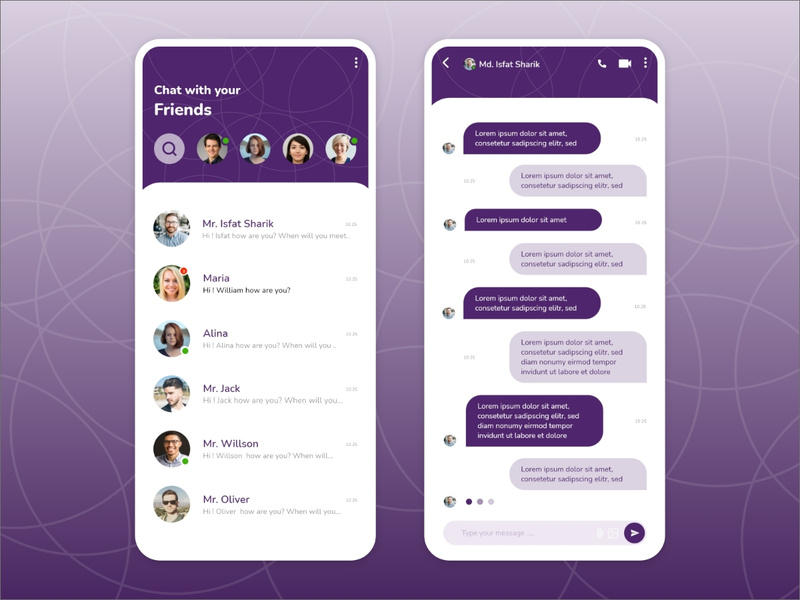 Messenger Mobile App UI Kit Template by Themes Fusion ~ EpicPxls