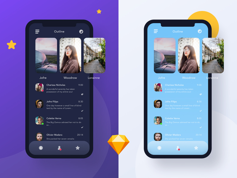 Outline Day and Night mode UI Kit by EpicCoders ~ EpicPxls