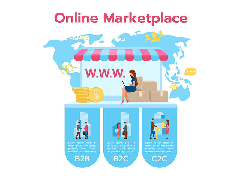 Online marketplace flat infographic vector template by The ~ EpicPxls