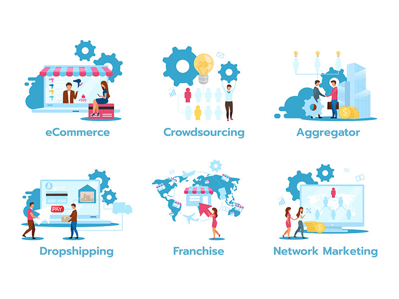 Business model flat vector illustrations set by The Img ~ EpicPxls
